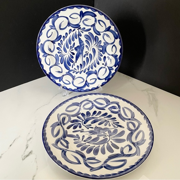 Pottery Barn | Dining | Set Of 2 Blue White Dinner Plates Anfora Puebla ...